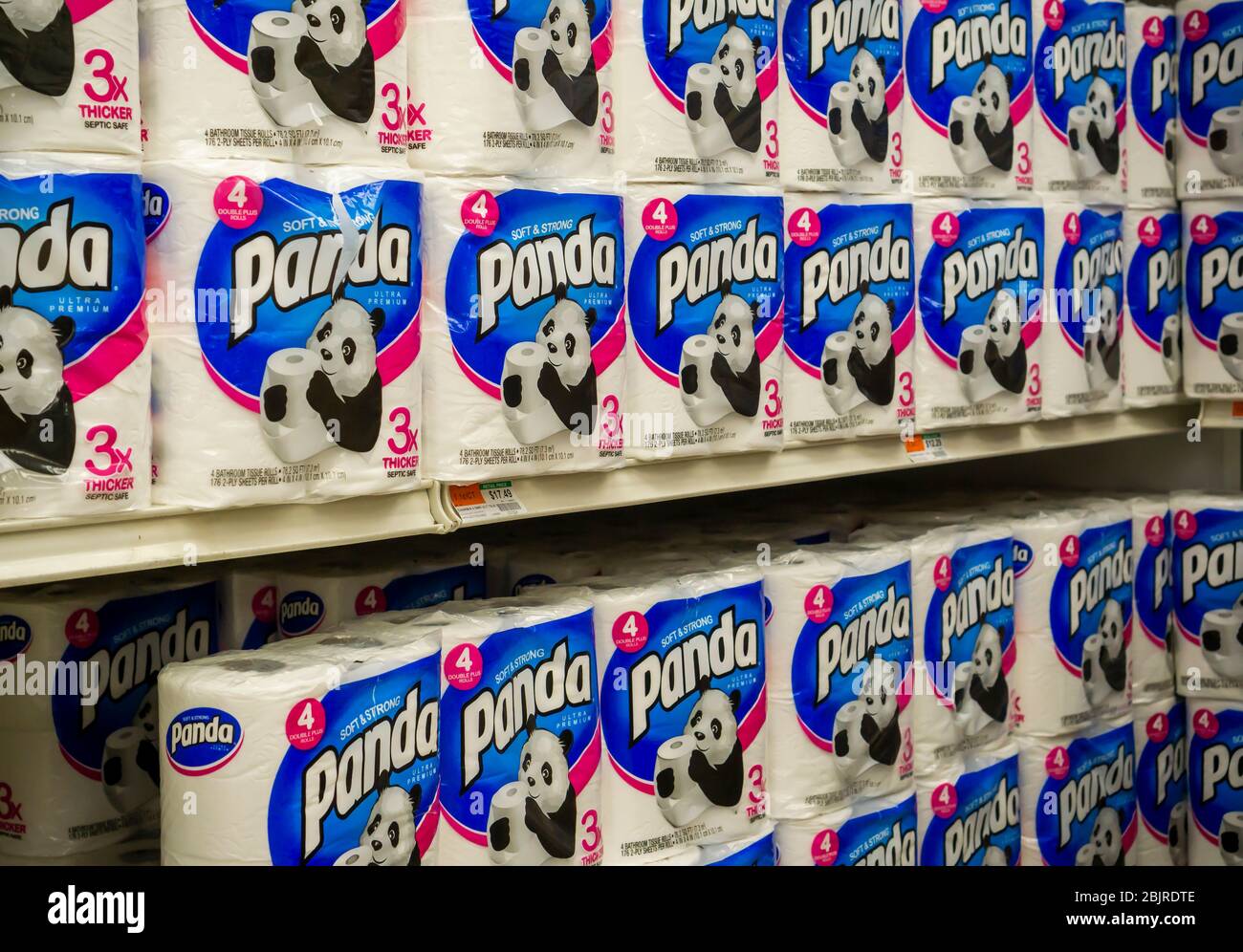 An abundant supply of Panda brand toilet paper in a supermarket in New ...