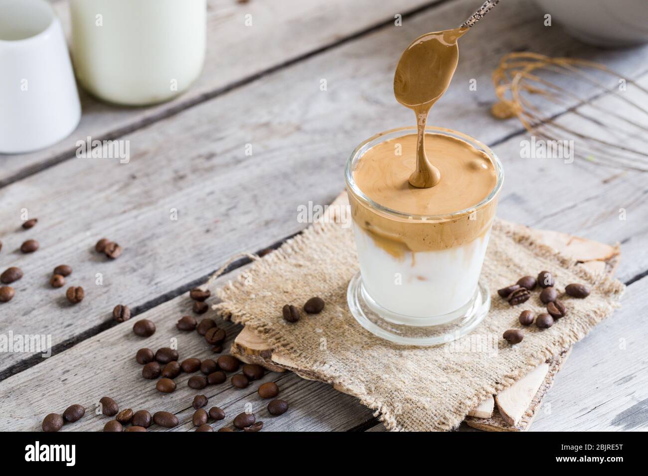 Coffee trend - dalgona coffee, whipped instant coffee. cream coffee ...