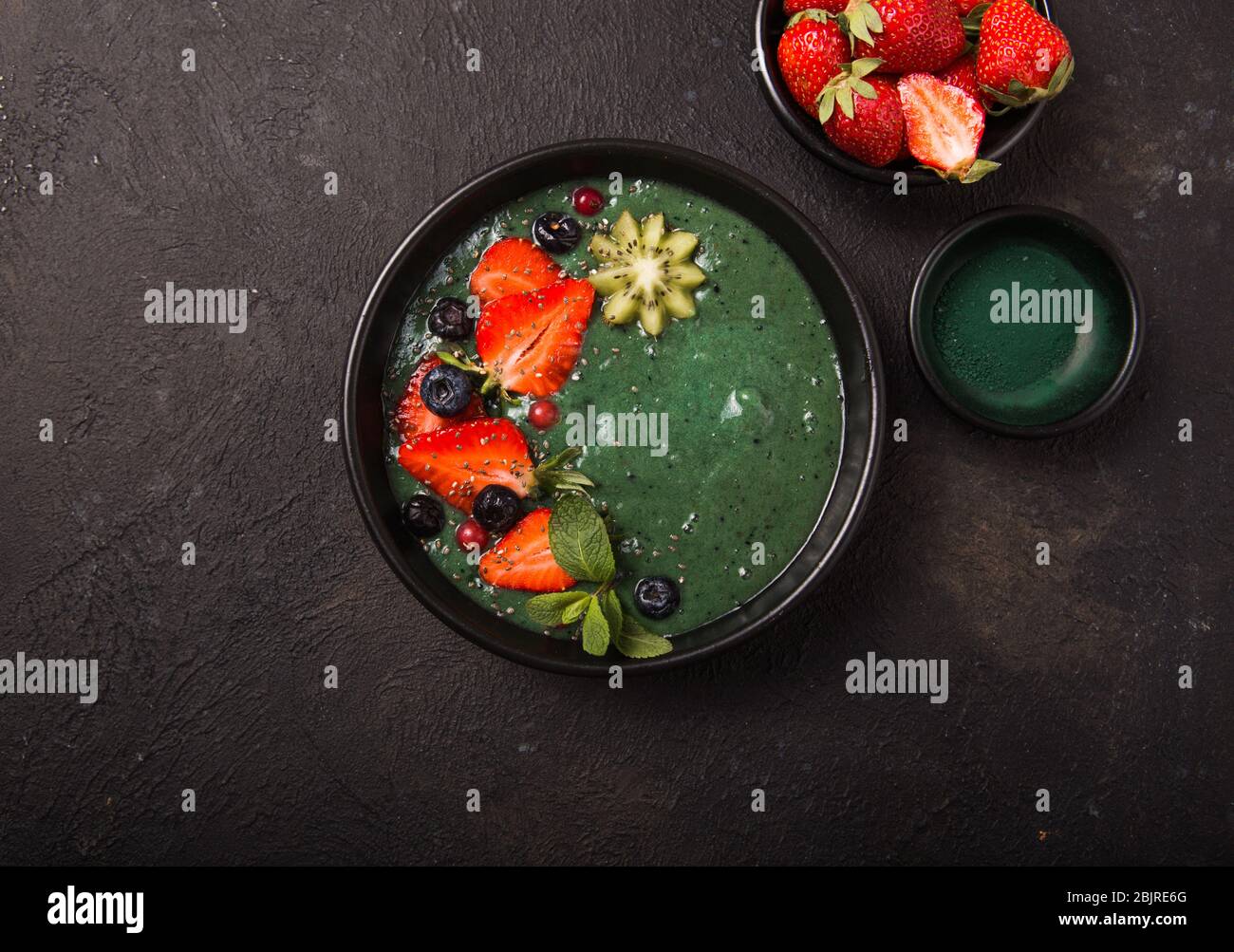 Colorful, healthy food. Acai smoothie bowl. Keto breakfast idea. Fruit ...