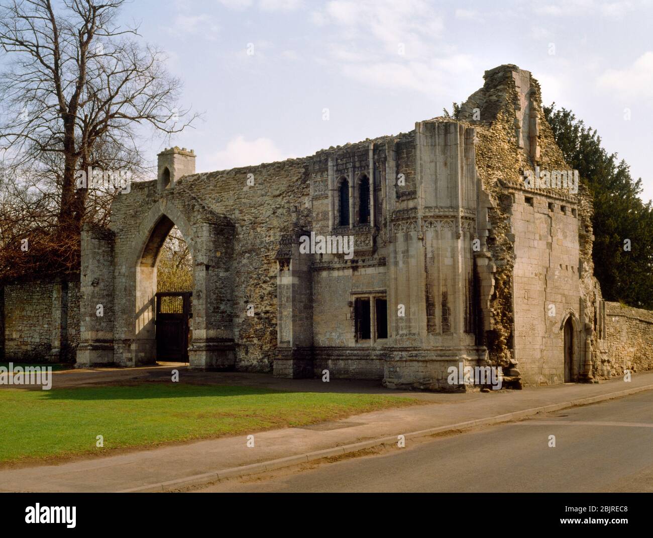 View SE of the remains of the C15th gatehouse (with inserted C19th ...