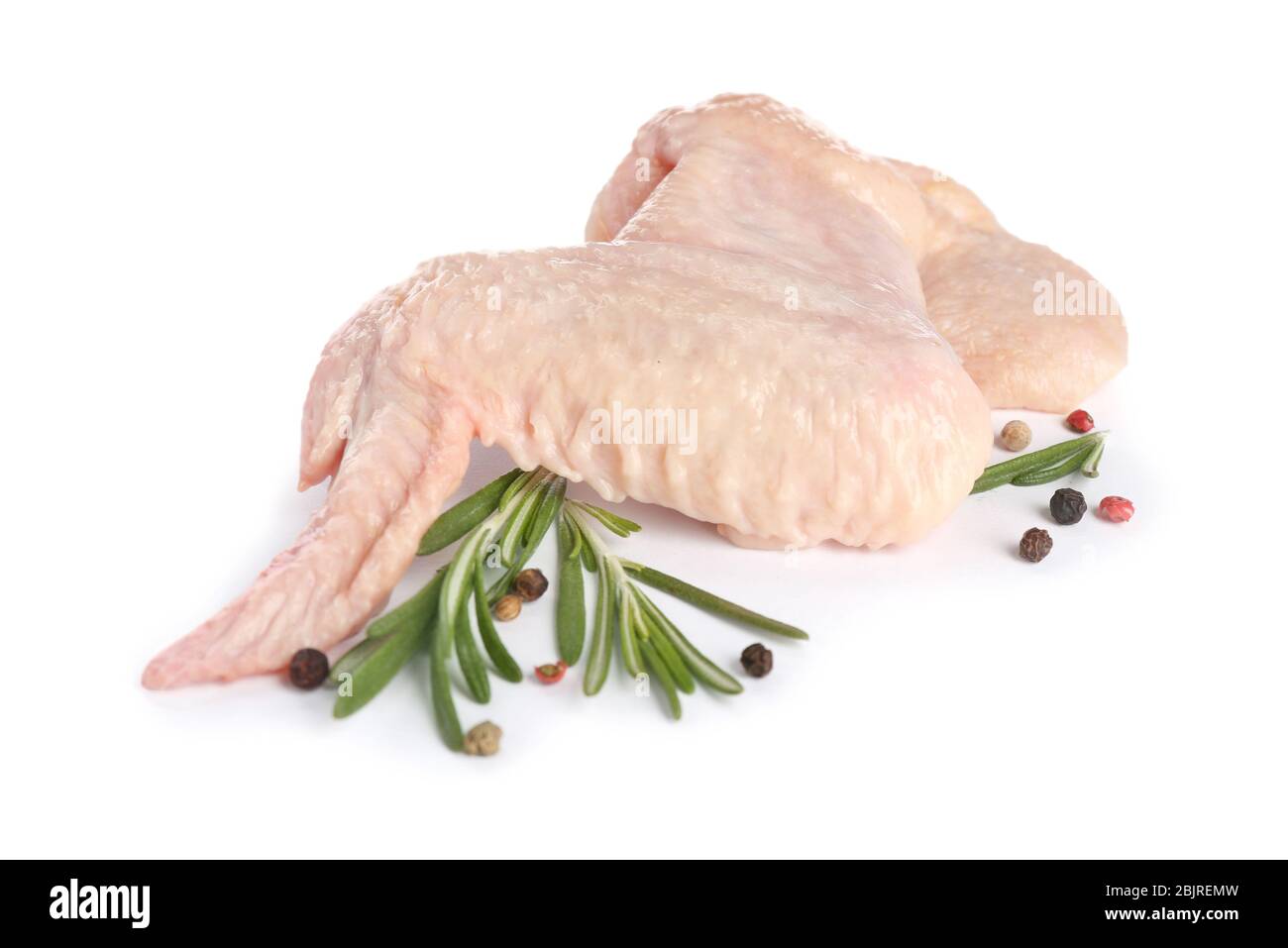 Raw chicken wing on white background Stock Photo - Alamy