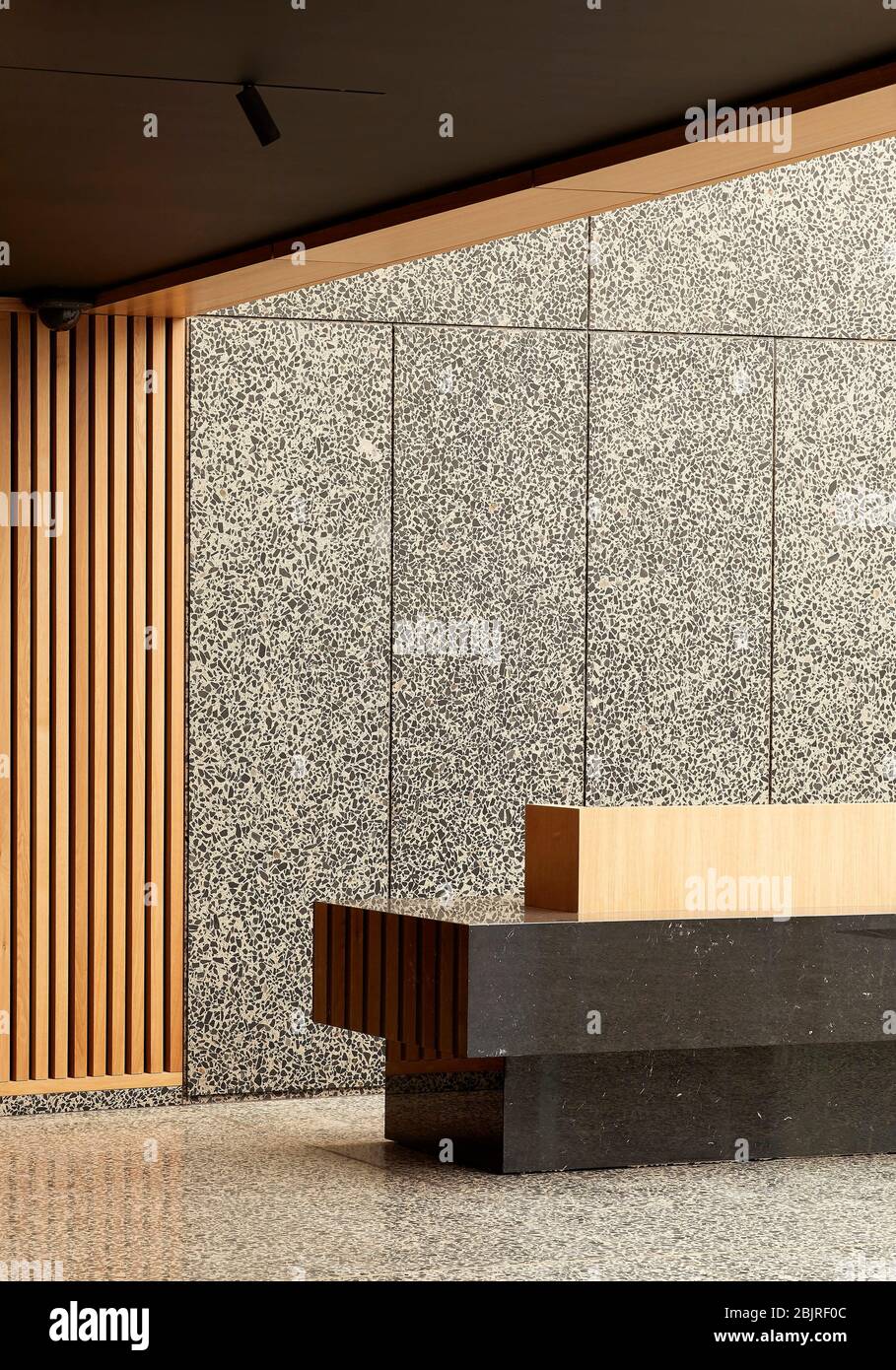 Corporate reception desk. 25 Cabot Square, London, United Kingdom ...