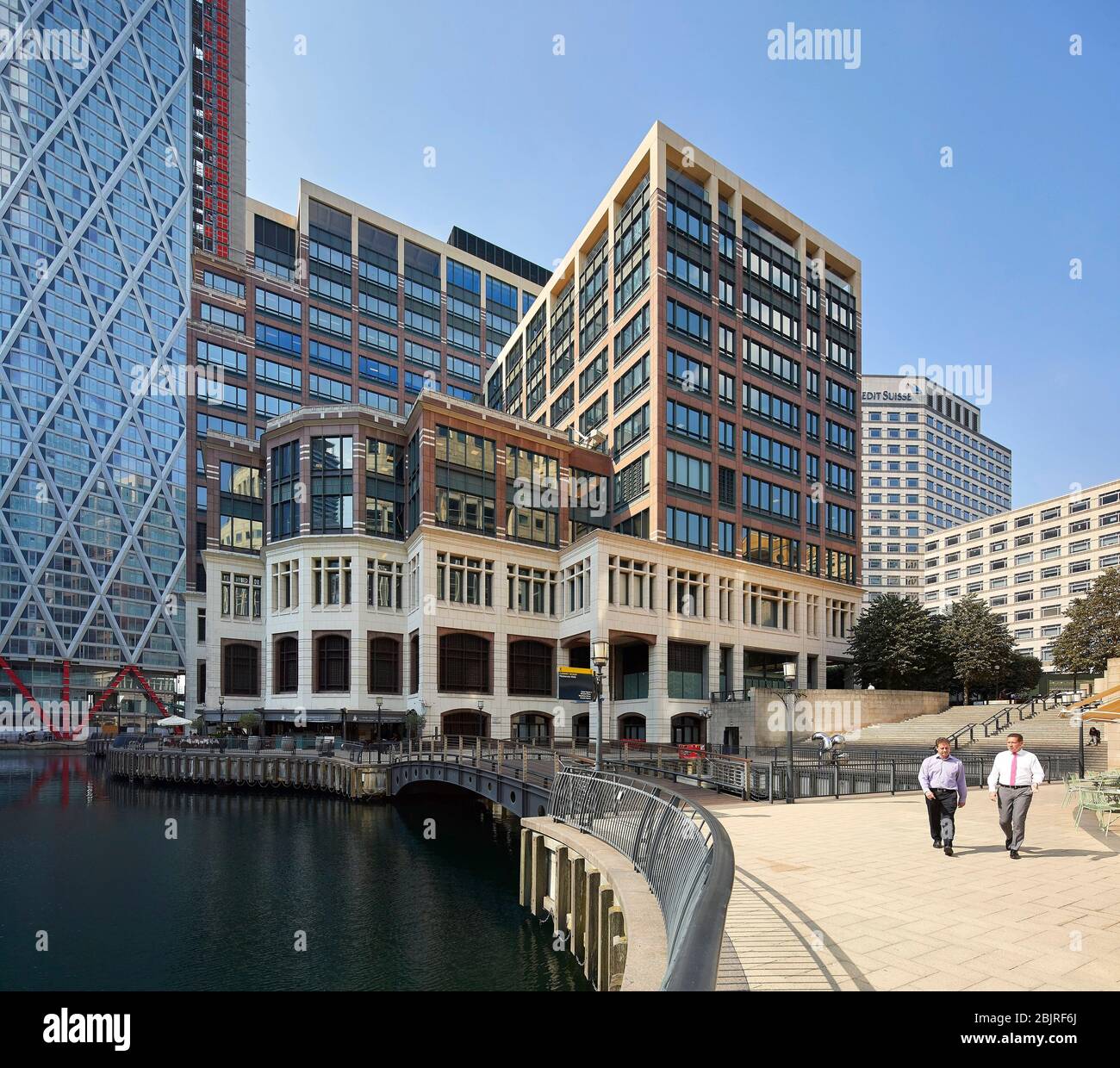 View from river bank. 25 Cabot Square, London, United Kingdom ...