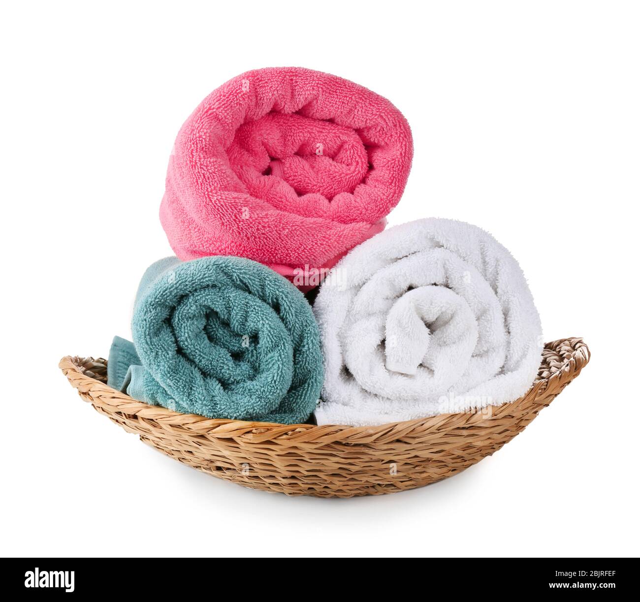 Stack of rolled white towels fabric for wiping hi-res stock photography ...