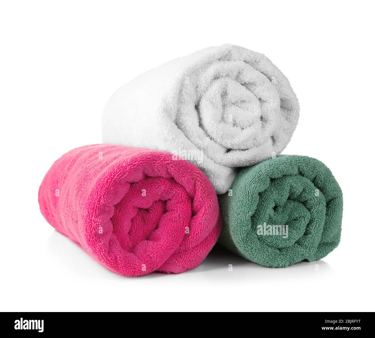 Stack of rolled white towels fabric for wiping hi-res stock photography ...