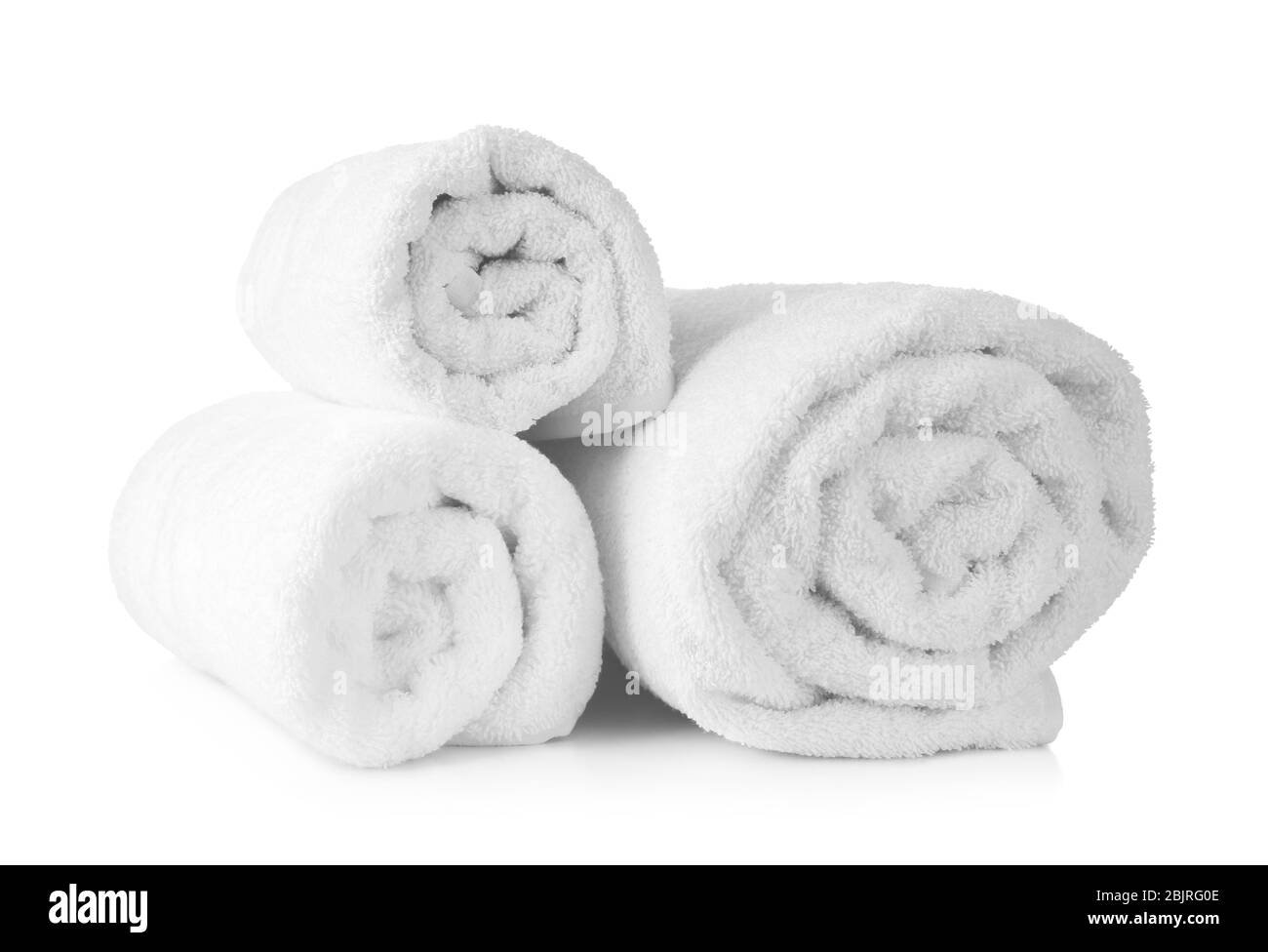 Stack of rolled white towels fabric for wiping hi-res stock photography ...