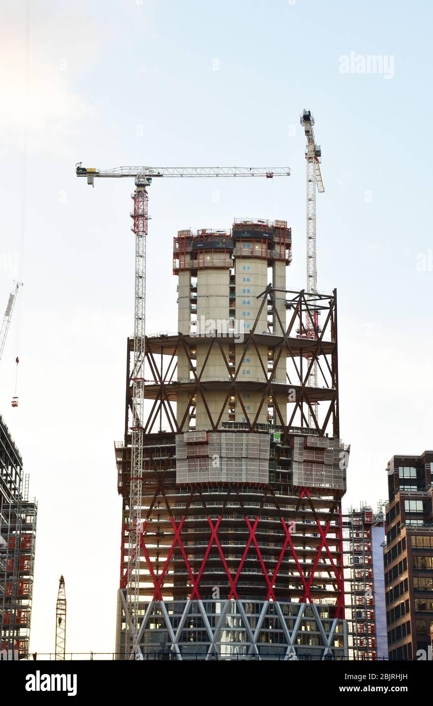Construction Work and New Office Buildings in Canary Wharf, East London ...