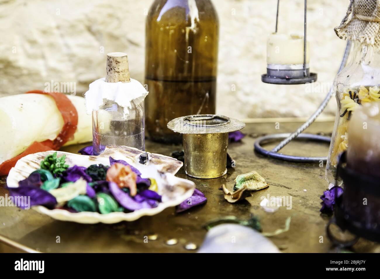 Objects for witchcraft, detail of superstition and satanism, belief ...