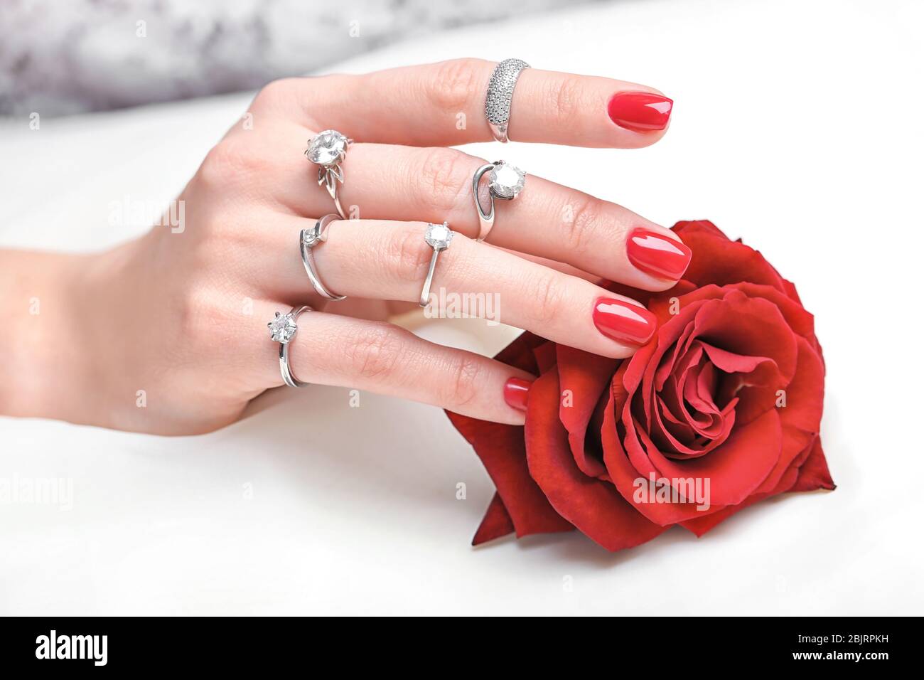 Many different silver rings hi-res stock photography and images - Alamy