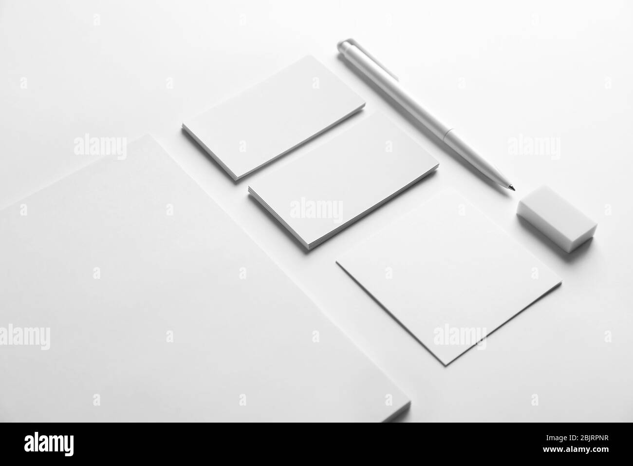 Blank items as mockups for branding on white background Stock Photo - Alamy