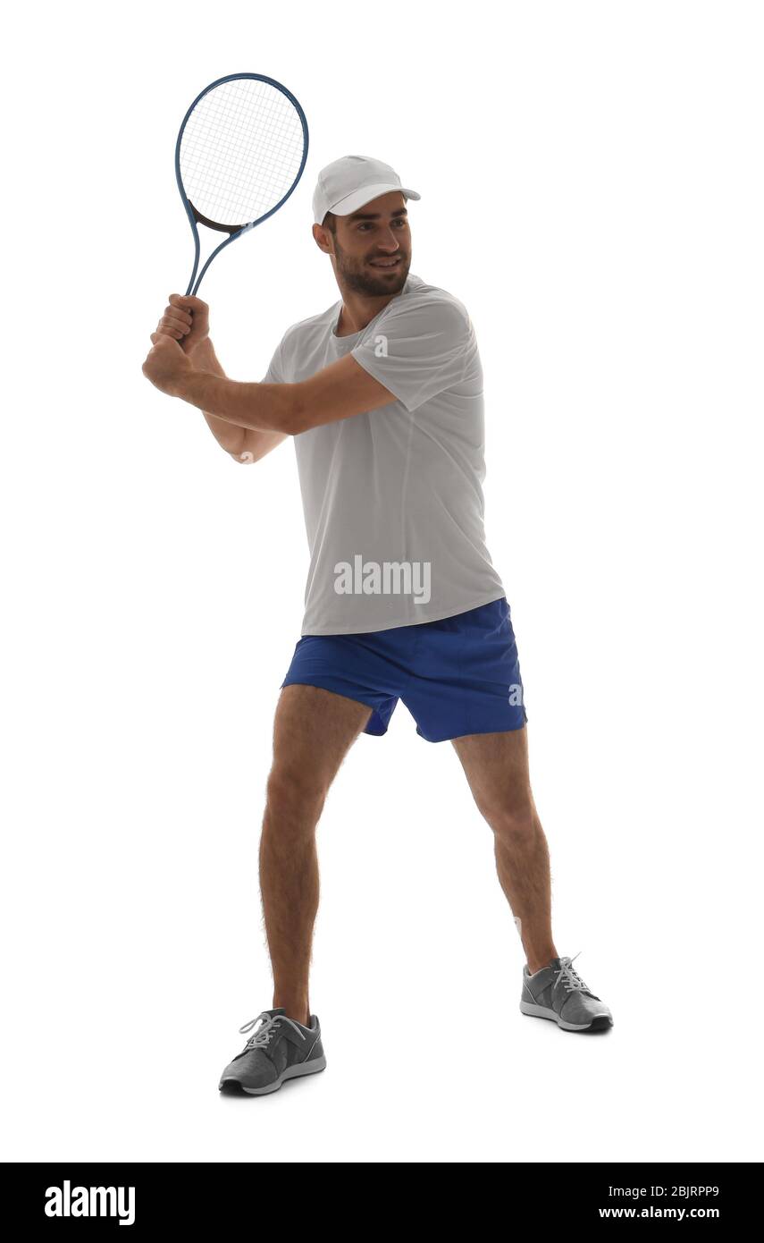 Man on tennis court Cut Out Stock Images & Pictures - Alamy