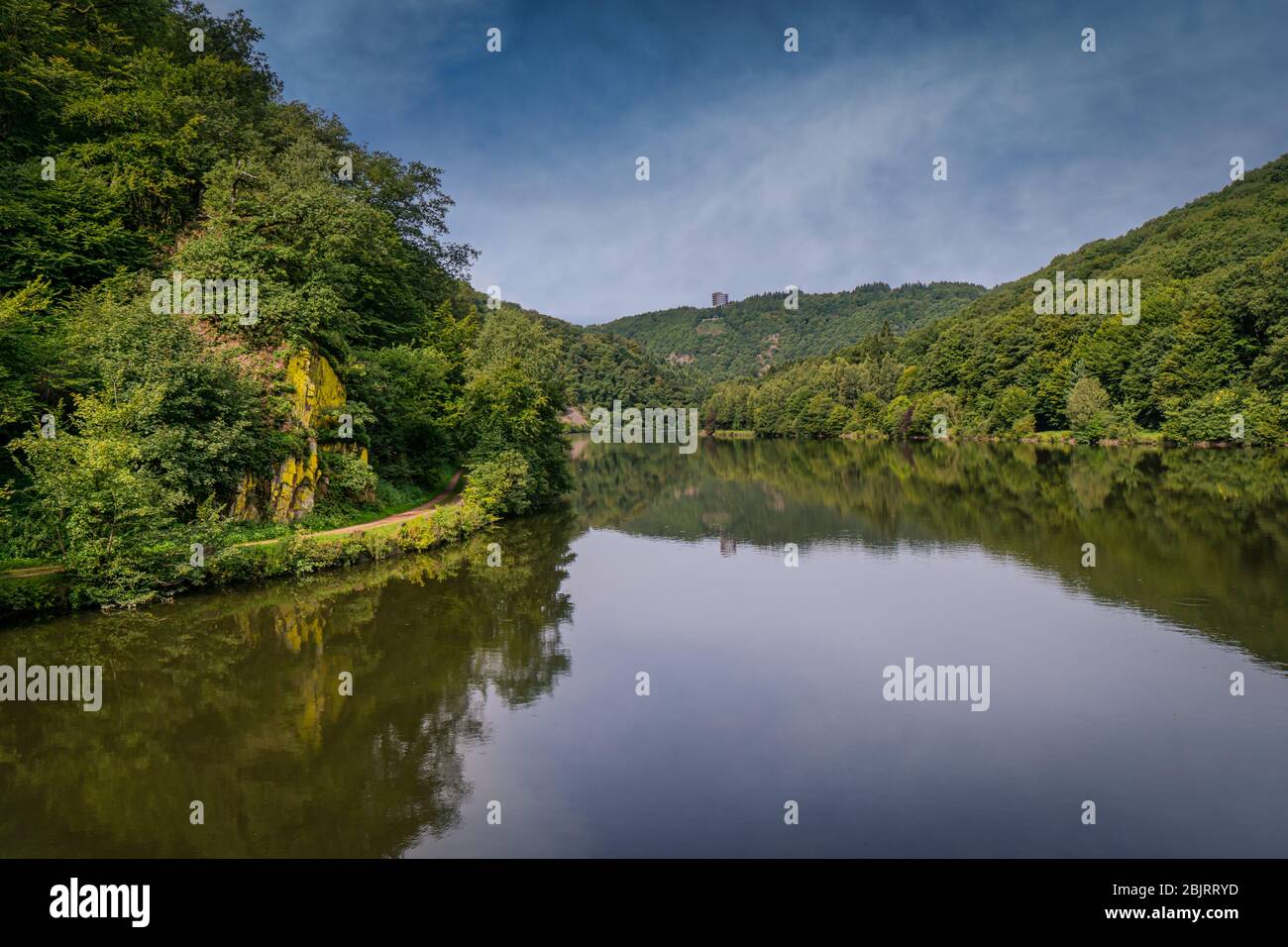 Saarschleife (river Saar loop) in Mettlach, Saarland, view from a ...