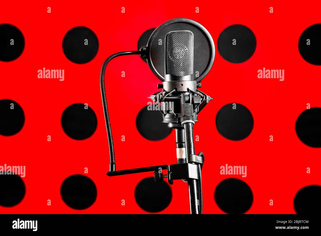 View of microphone in radio station Stock Photo - Alamy