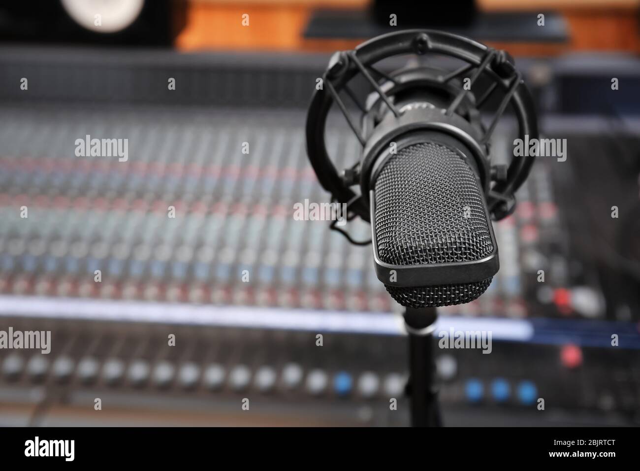 View of microphone in radio station Stock Photo - Alamy