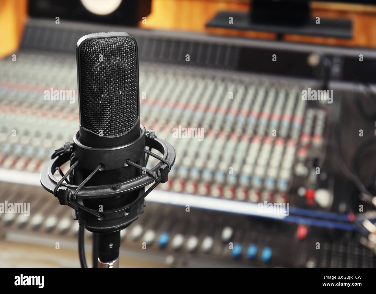 View of microphone in radio station Stock Photo - Alamy