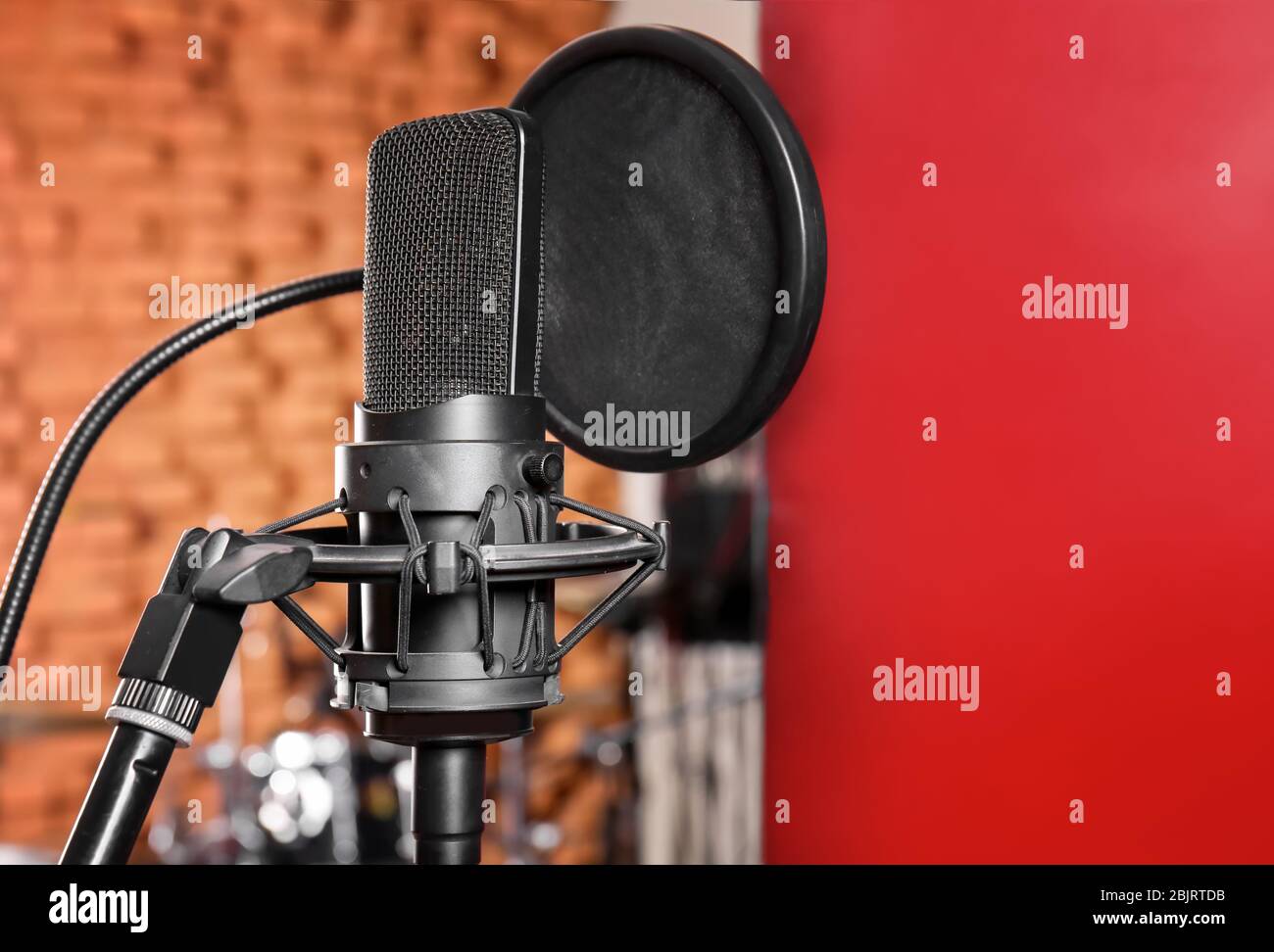 View of microphone in radio station Stock Photo - Alamy