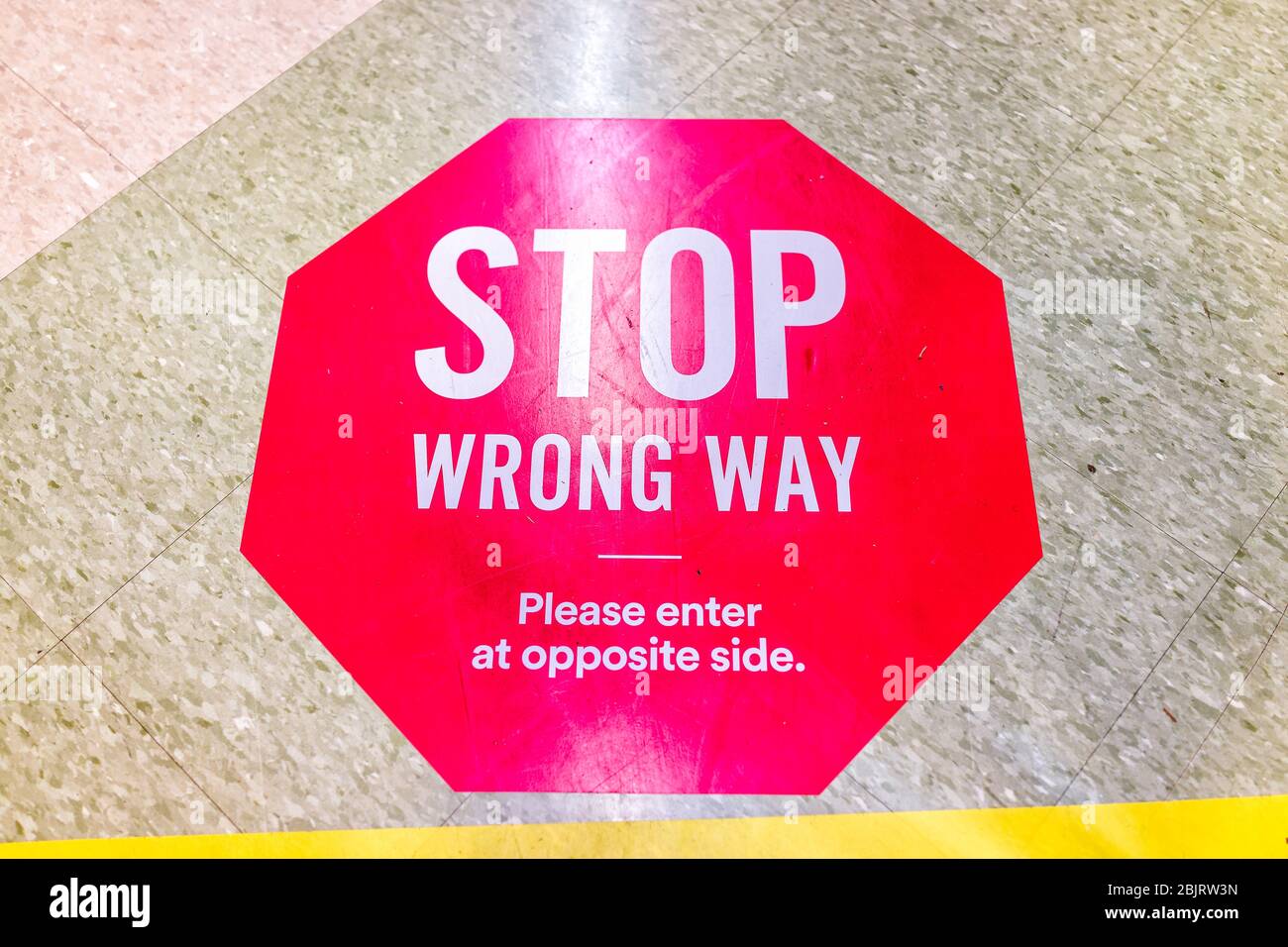 Red warning direction stop sign text for entering wrong way in store ...