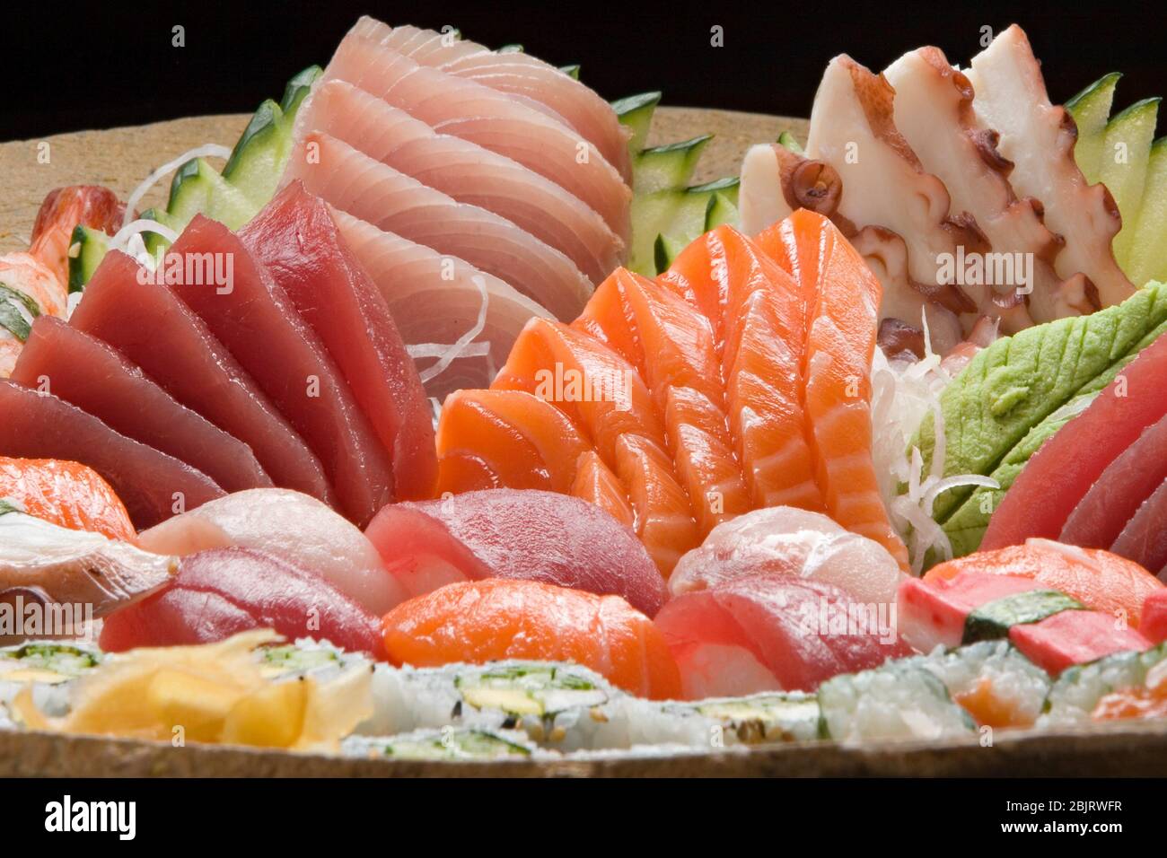 typical Japanese food in decorated and colorful dishes, Sushi and ...