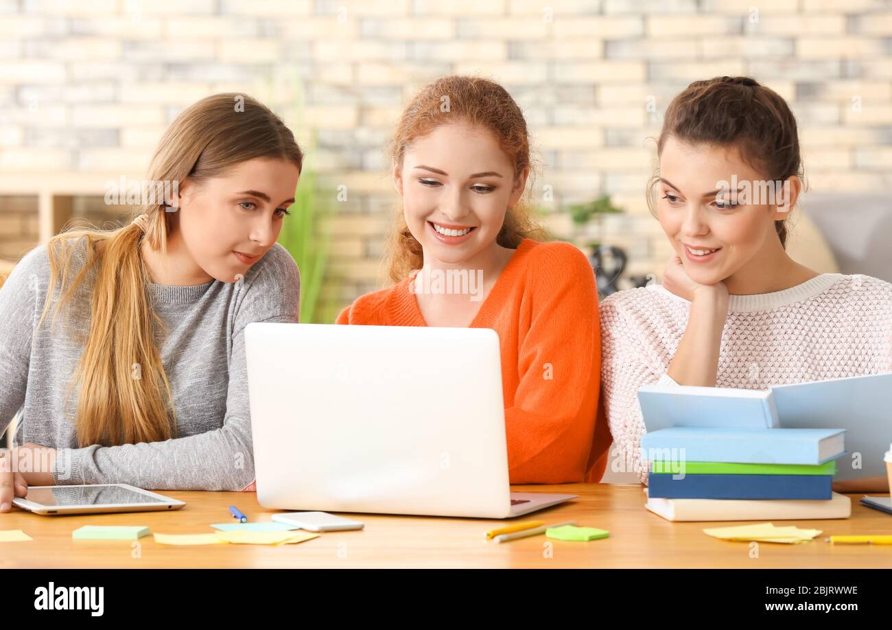 Group of teenagers studying indoors Stock Photo - Alamy