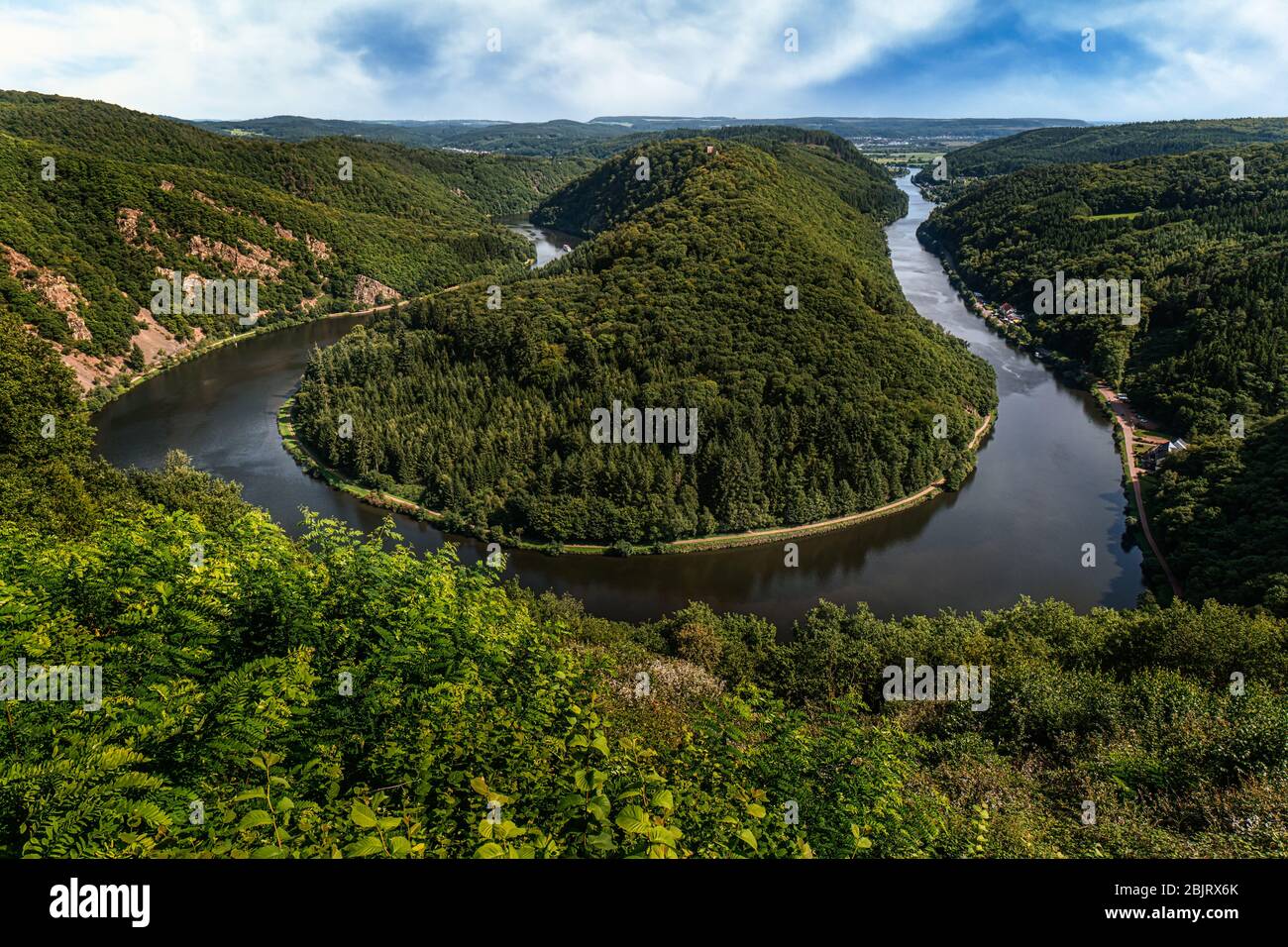 Saarschleife (river Saar loop) in Mettlach, Saarland, view from Cloef ...
