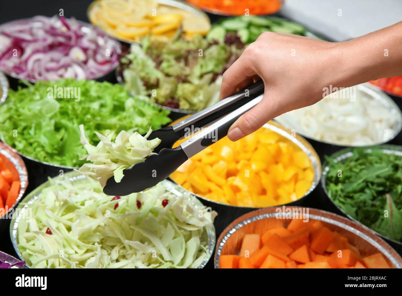 Close up woman taking salad hi-res stock photography and images - Alamy