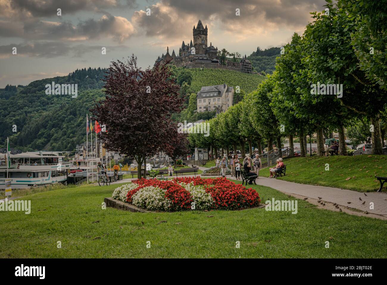 Castle Reichsburg sits above the medieval town of Cochem on the Mosel ...