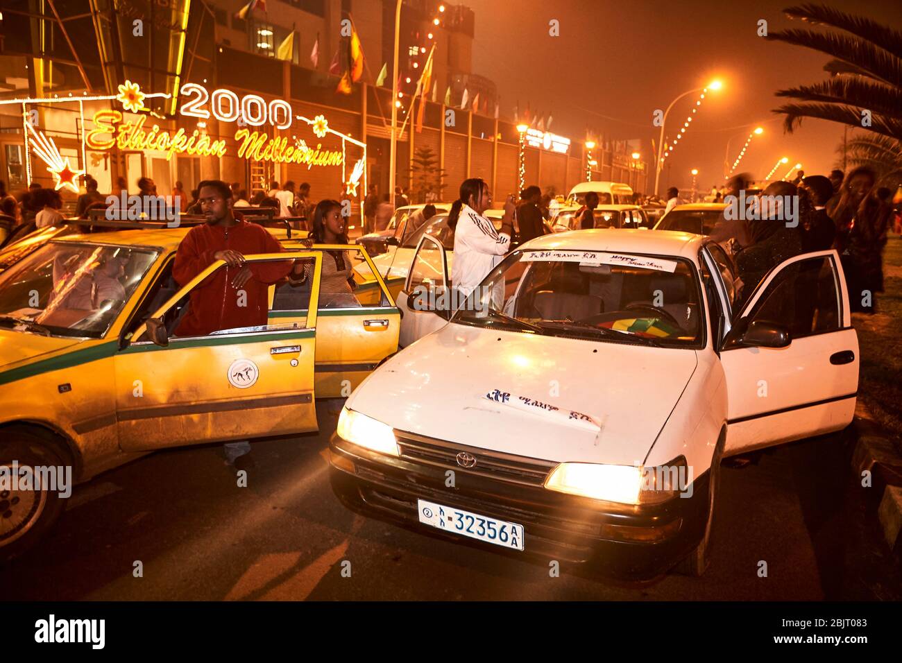 At midnight all the cars in the city centre of Addis Ababa to celebrate ...