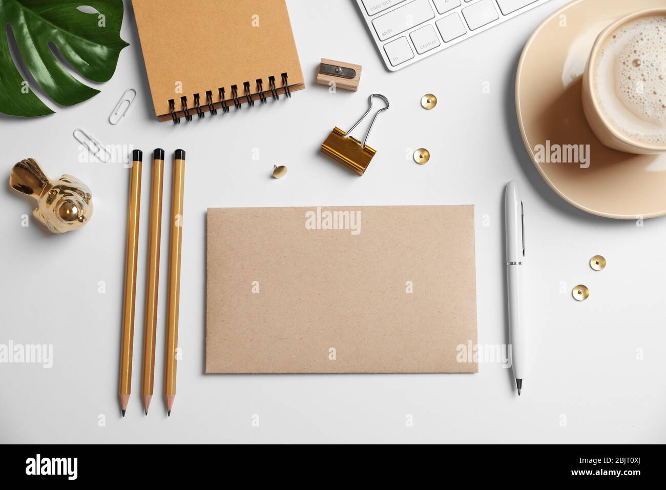 Blank items as mockups for branding on white background Stock Photo - Alamy