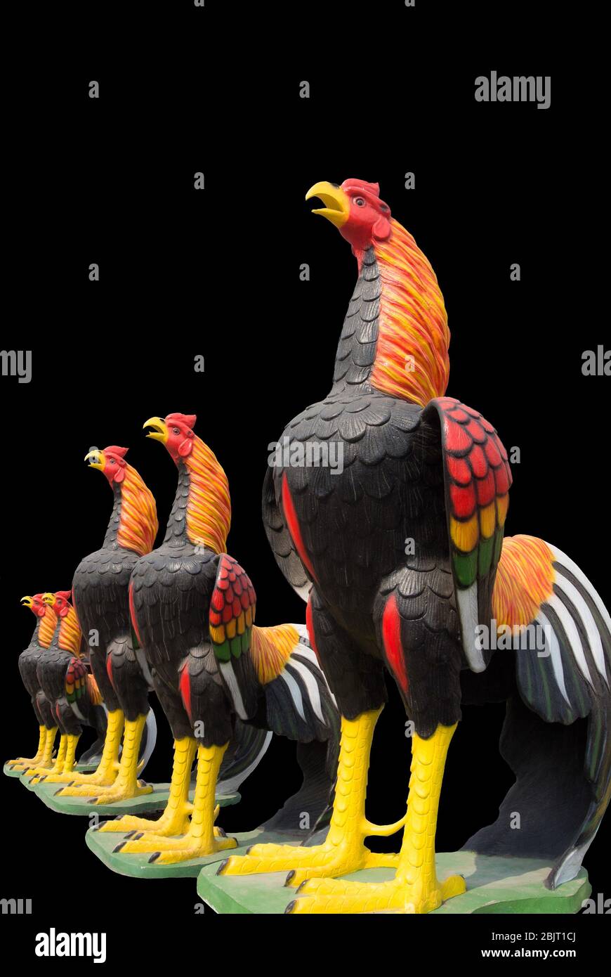 Chiang Mai /Thailand-2015 February 18th: Wooden sculpture of roosters ...