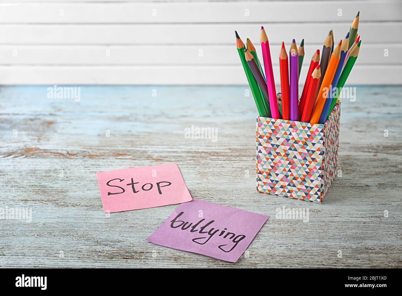 Words stop bullying written hi-res stock photography and images - Alamy