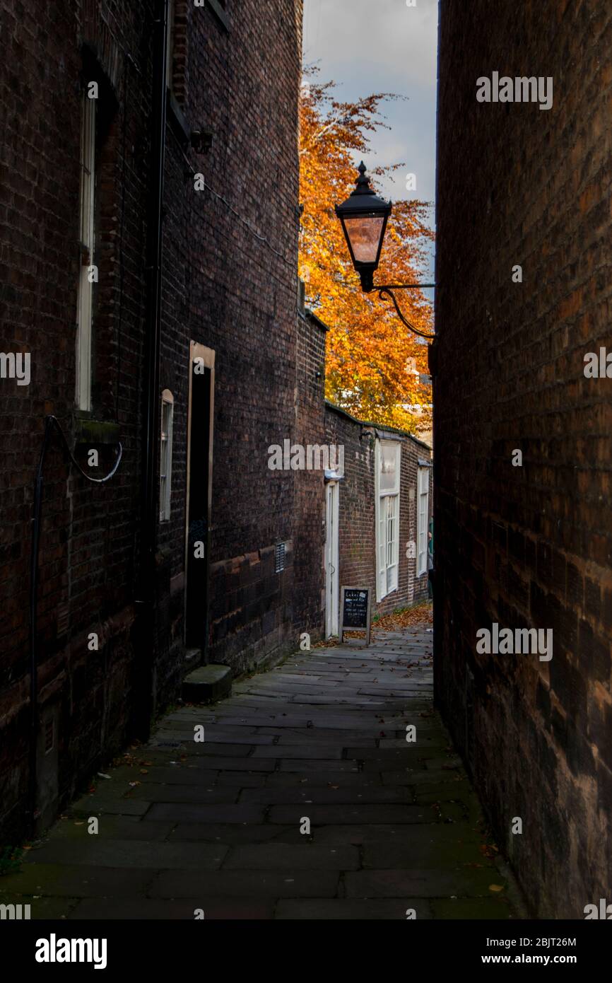Narrow lane with street lamp hi-res stock photography and images - Alamy