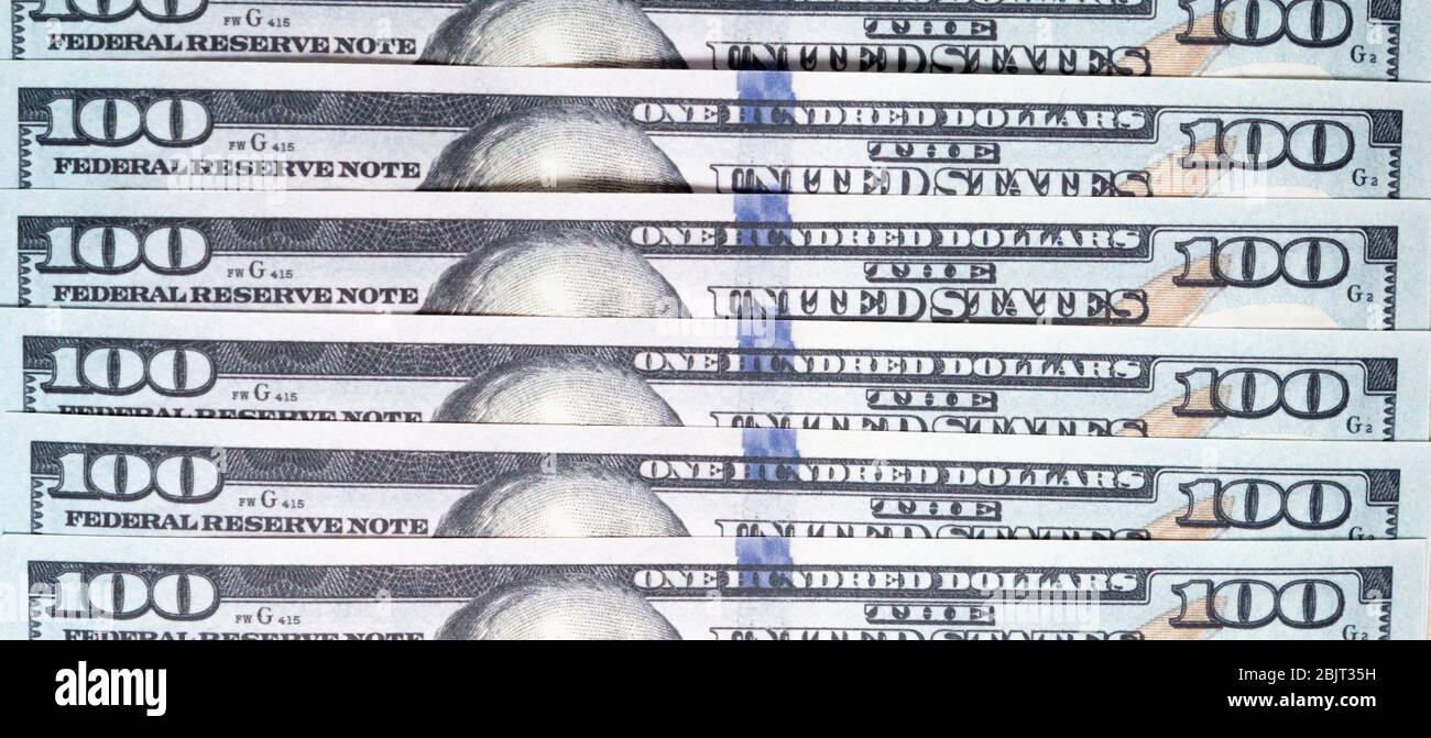 pattern of dollar bills. close up top view Stock Photo - Alamy