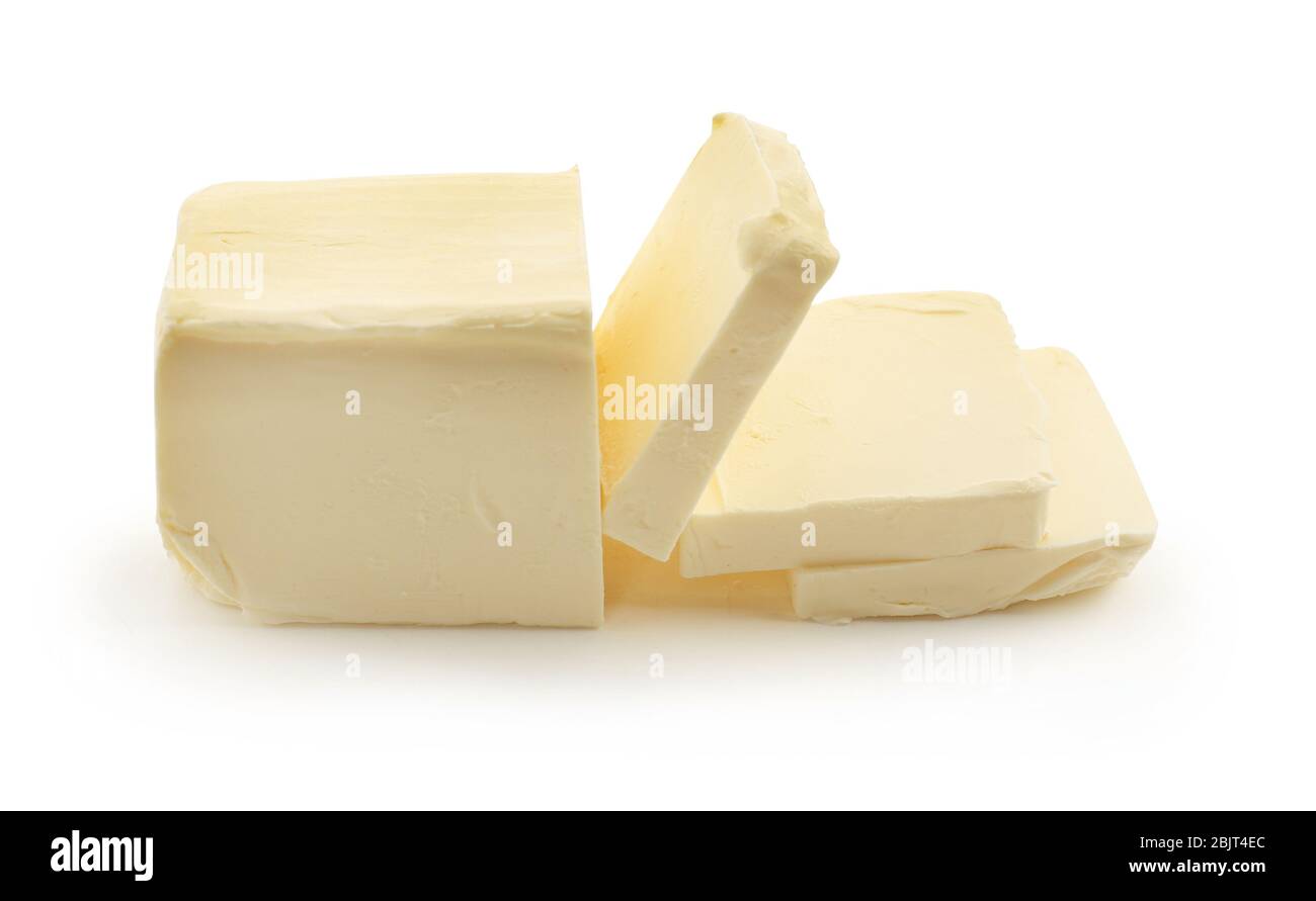 Tasty fresh butter on white background Stock Photo - Alamy