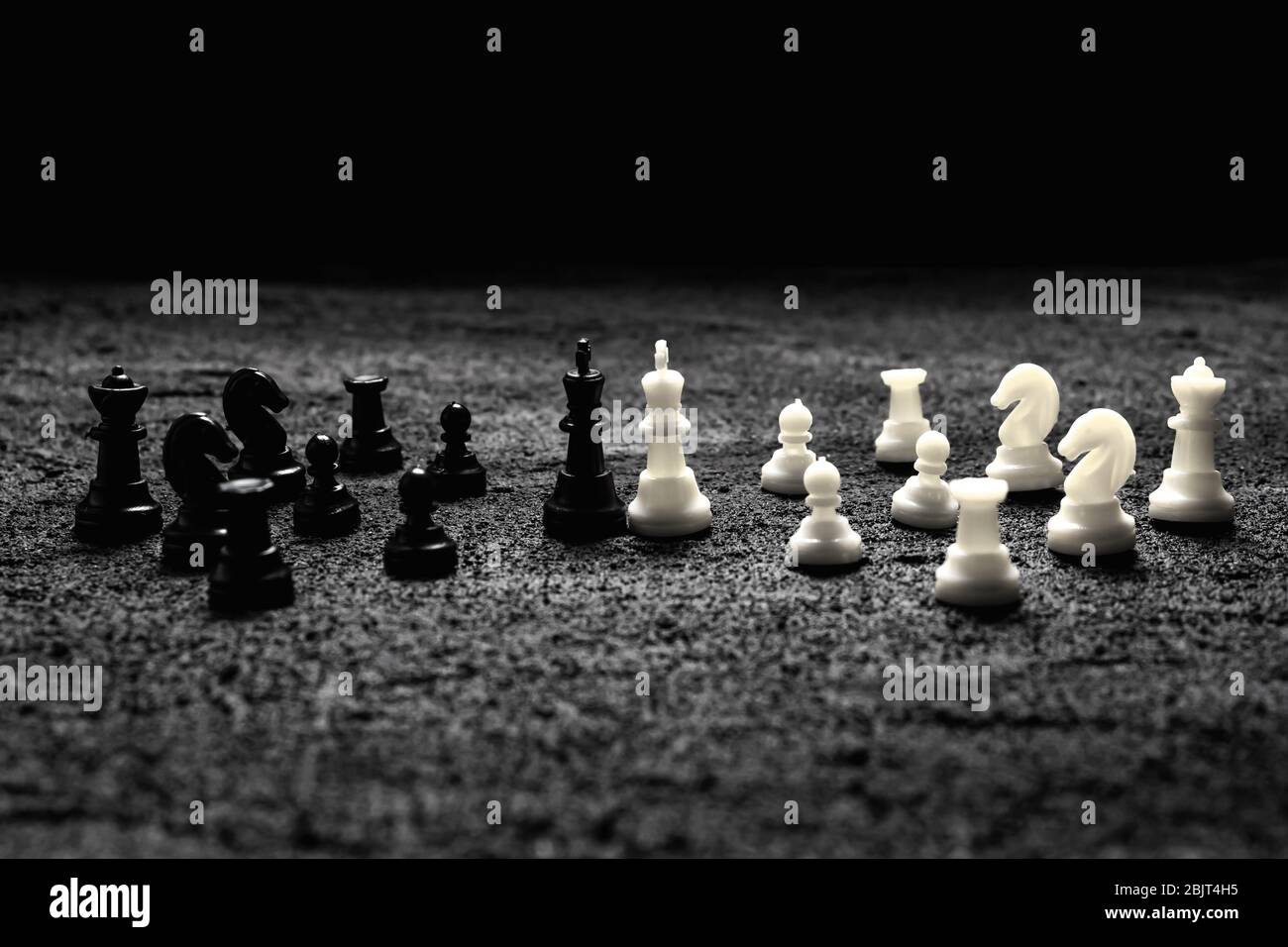 chess pieces confrontation two kings with their armies fighting on ...