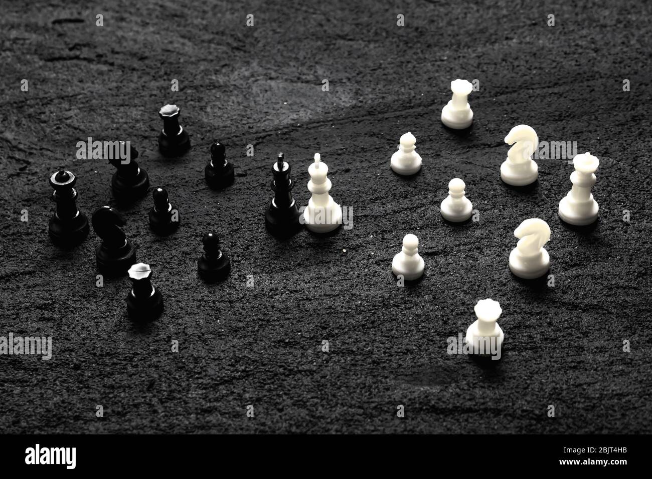 chess pieces confrontation two kings with their armies fighting on ...