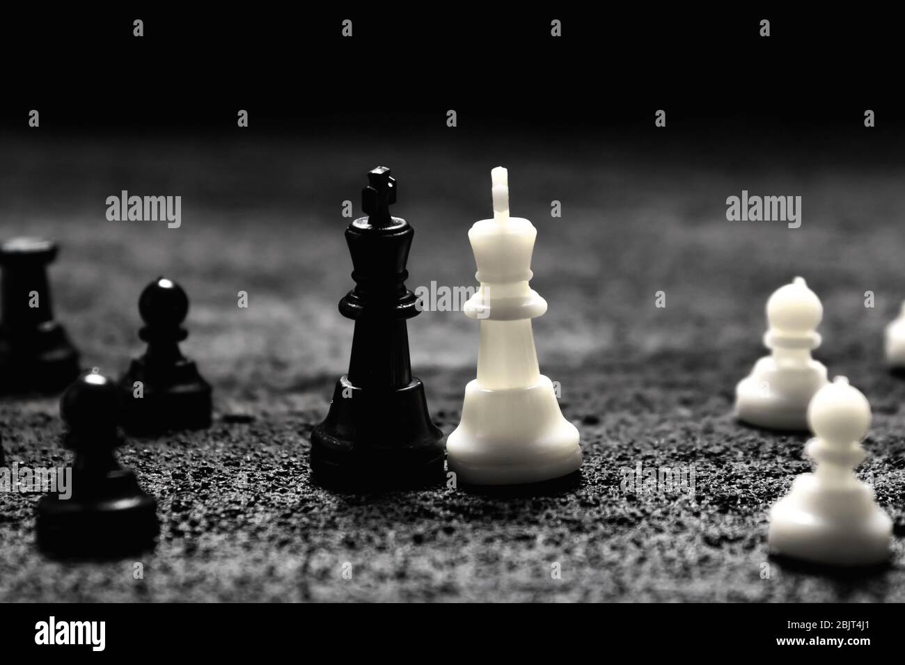 chess pieces confrontation two kings with their armies fighting on ...
