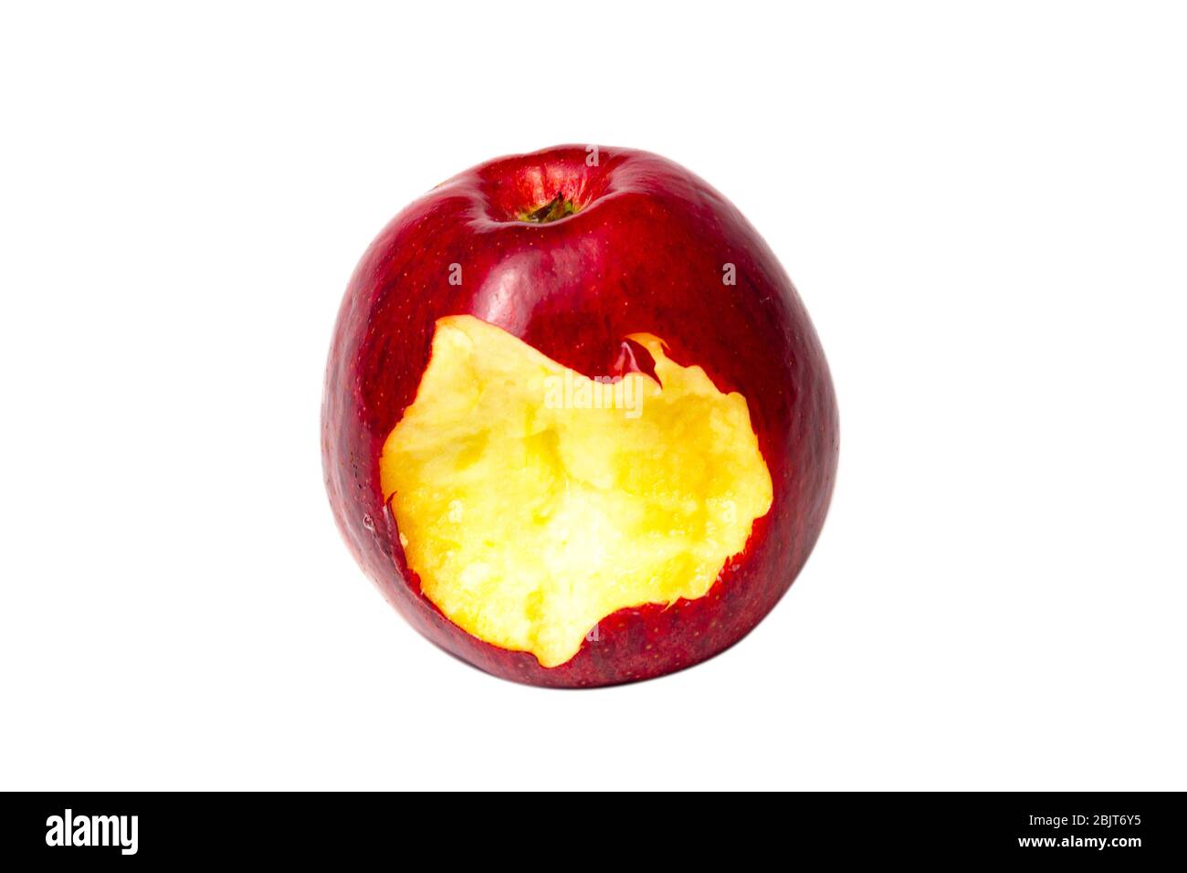 red apple bitten on a white background Stock Photo - Alamy