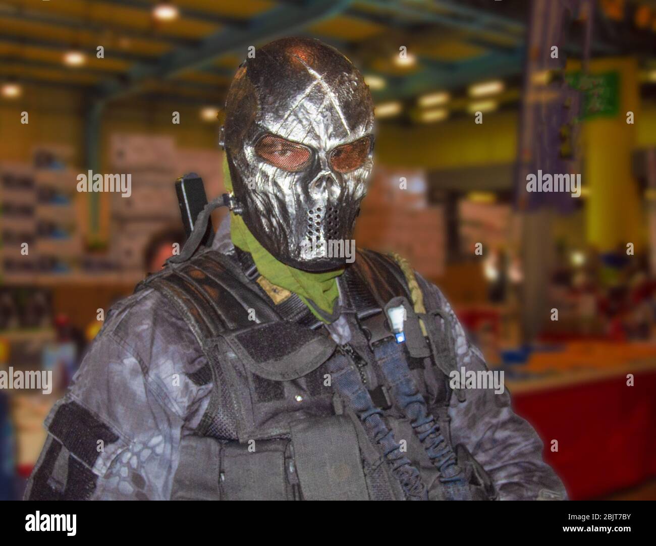 man in costume with silver mask at a cosplay event Stock Photo - Alamy