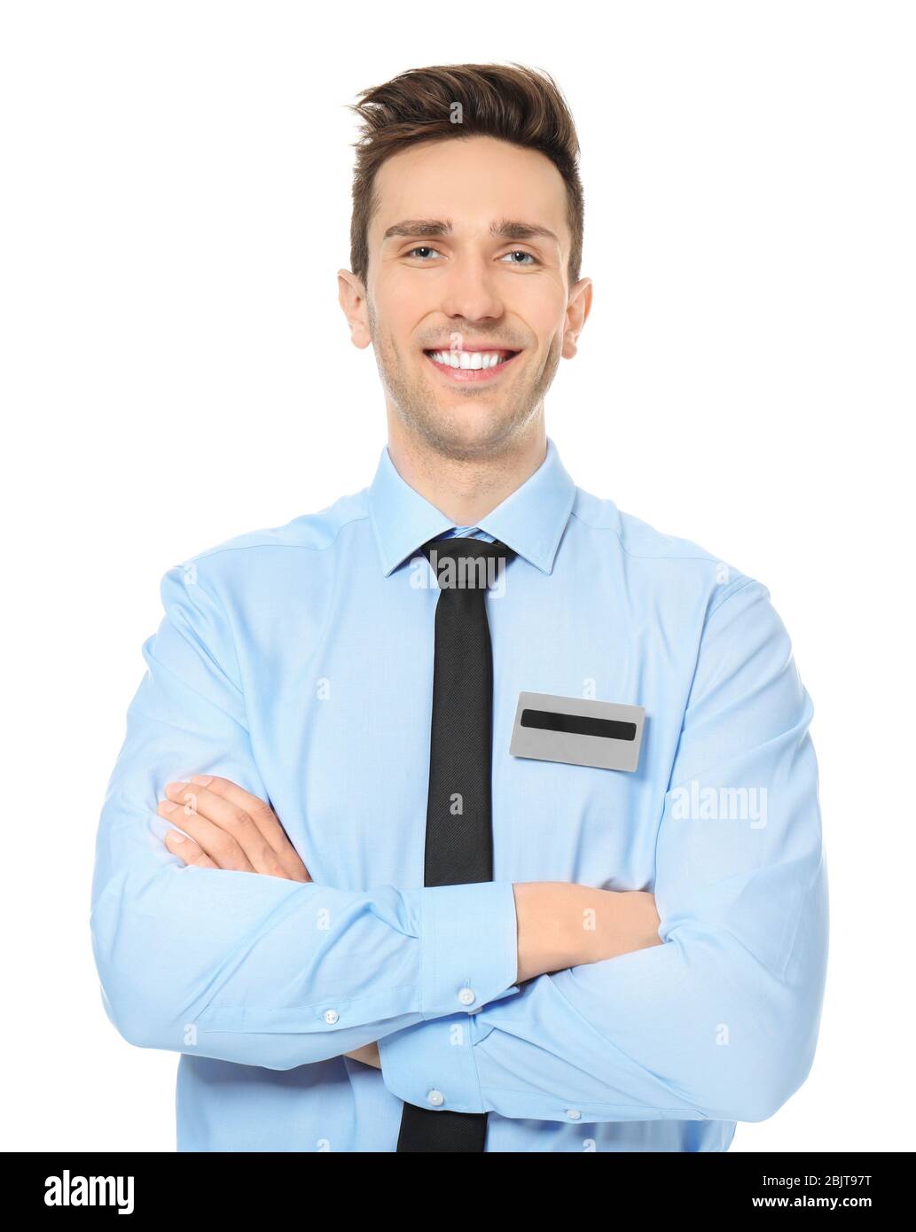 Young man in formal clothes on white background Stock Photo - Alamy
