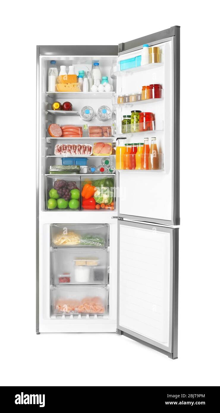 Open refrigerator food meat vegetables Cut Out Stock Images & Pictures ...