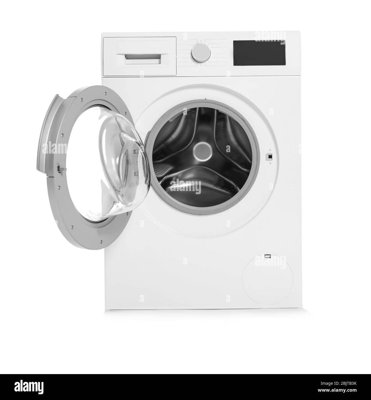 Modern washing machine on white background Stock Photo - Alamy