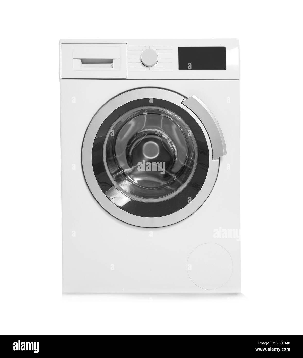 Modern washing machine on white background Stock Photo - Alamy