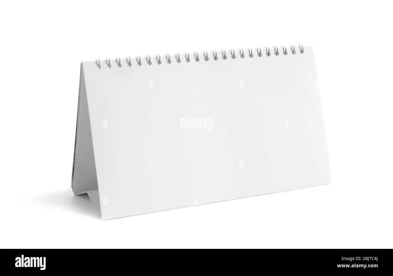 Blank desk calendar on white background. Mockup for design Stock Photo ...