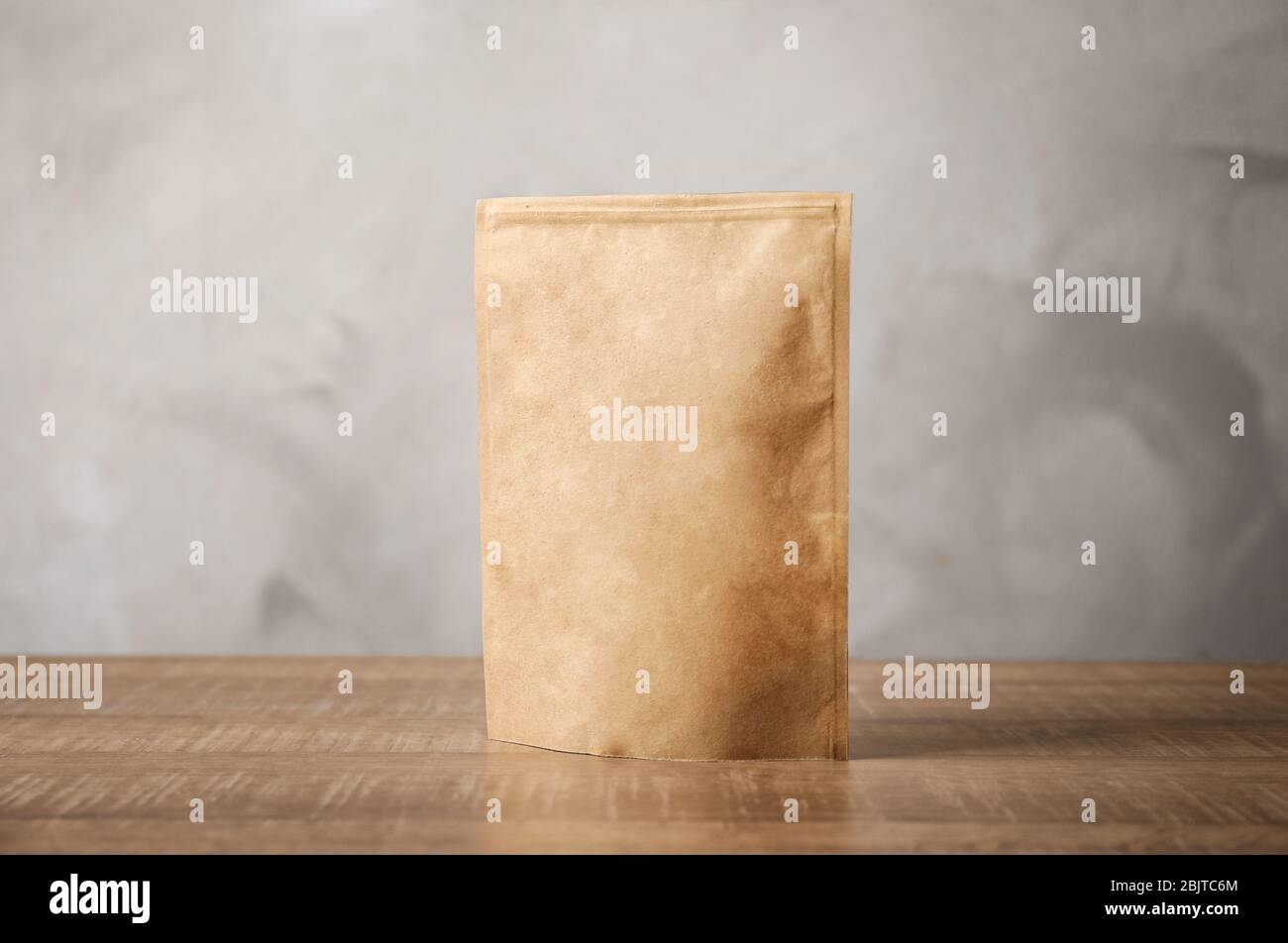 Ziploc paper bag on table. Mockup for design Stock Photo - Alamy