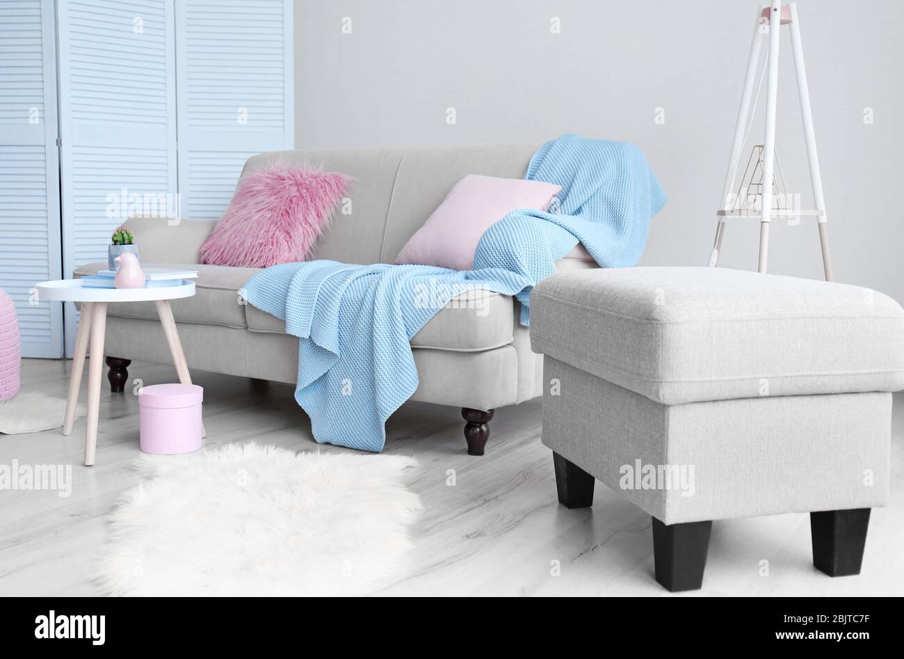 Interior of living room with comfortable sofa Stock Photo - Alamy