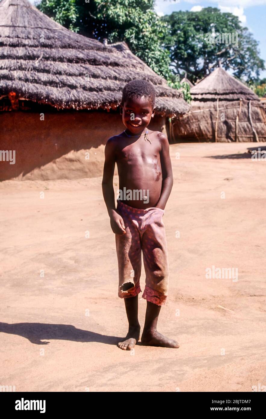 Young Sudanese boy in a village near Yei, Republic of South Sudan ...