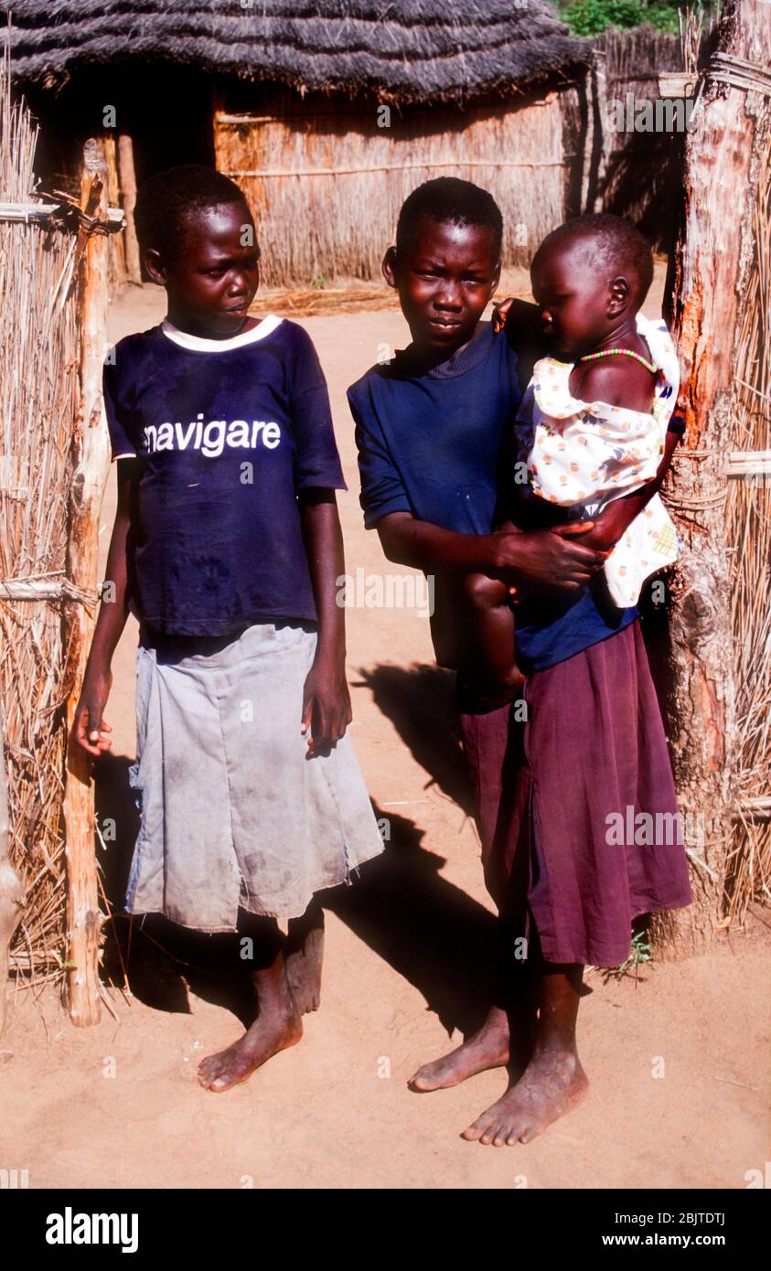 South Sudanese family in a village near Yei, Republic of South Sudan ...