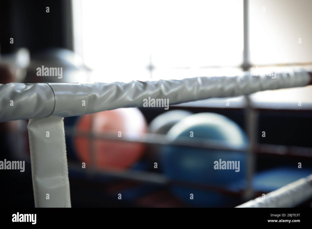 Ropes of boxing ring in gym, closeup Stock Photo - Alamy