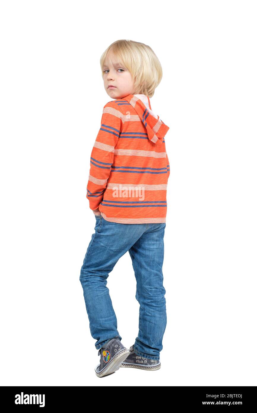 Full body boy fashion model posing in studio isolated on white Stock ...