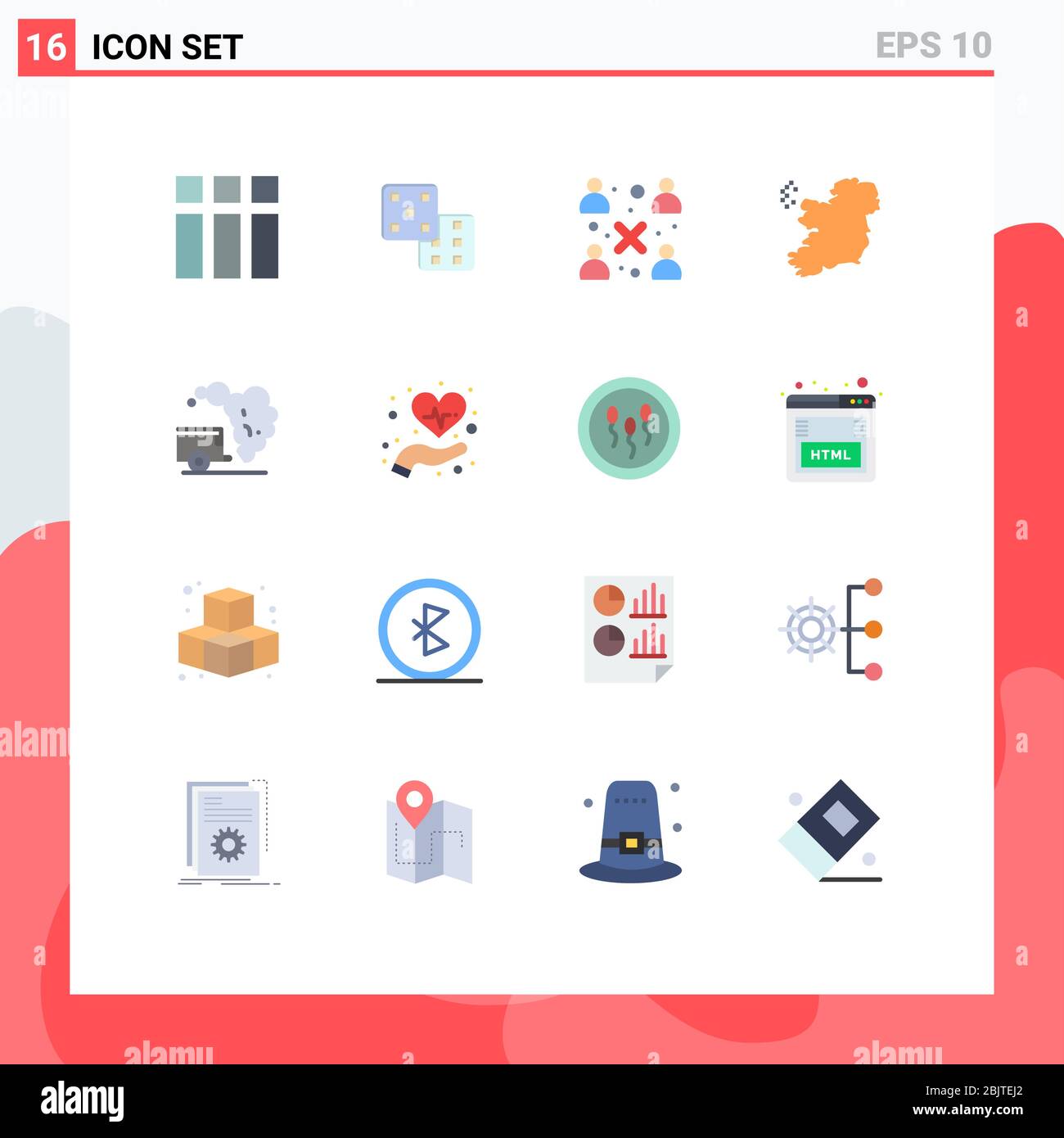 16 Universal Flat Color Signs Symbols of pollution, environment, modern ...